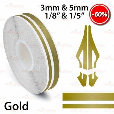 GOLD 15mm 9/16" Roll PinStripe PinStriping Double Lines Tape Vinyl Car ...