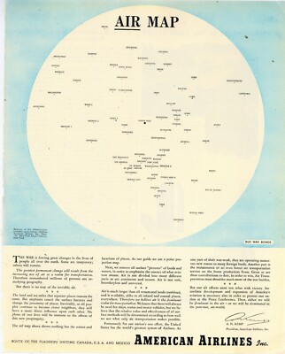 1942 American Airlines Ad: World Airmap at the Beginning of World War ...
