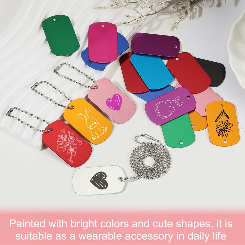 100Pcs Blank Tag Metal Stamping Tags, Rectangle Shape Engraved Tag ...