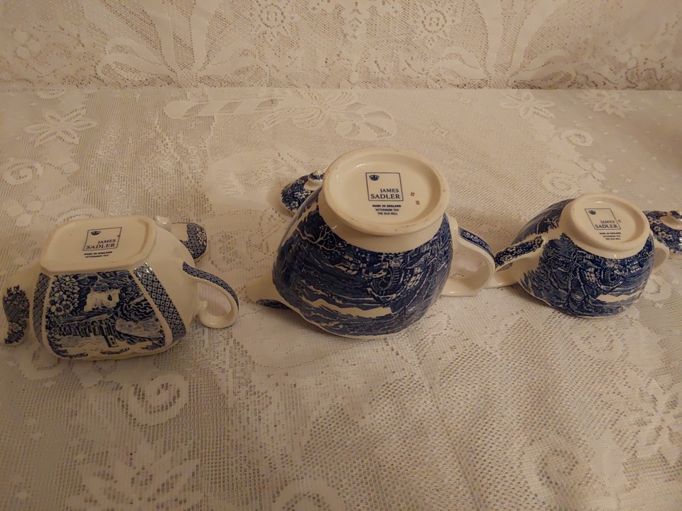 Vintage James SADLER Afternoon Tea Blue&White Teapot Sugar Bowl ...