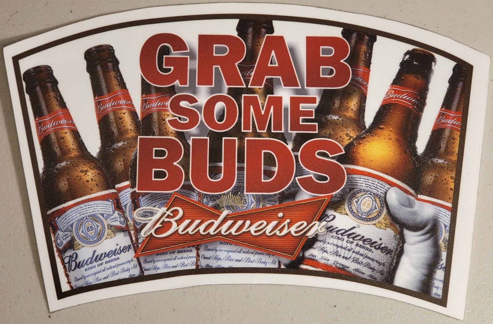 Budweiser Grab Some Buds Huge 5 X 9 Inch Sticker Decal Beer Brewing ...