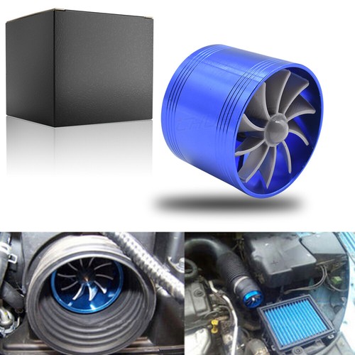 Blue Turbonator Short Ram Cold Air Intake Fuel Gas Saver Single Fan For ...