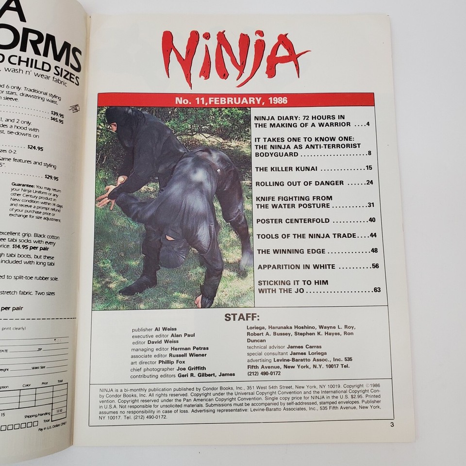 Vintage February 1986 The Original Ninja Magazine NINJA#11 w/Poster ...