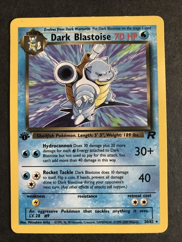 Dark Blastoise 1st Edition Non-Holo Team Rocket Pokemon Card Near Mint ...