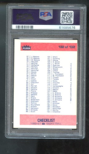 1986-87 Fleer #132 Checklist 1 PSA 8 (OC) Graded Basketball Card NBA 86 ...