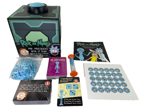 Mr. Meeseeks Box O' Fun Complete Game Set Adult Swim Rick & Morty Party ...