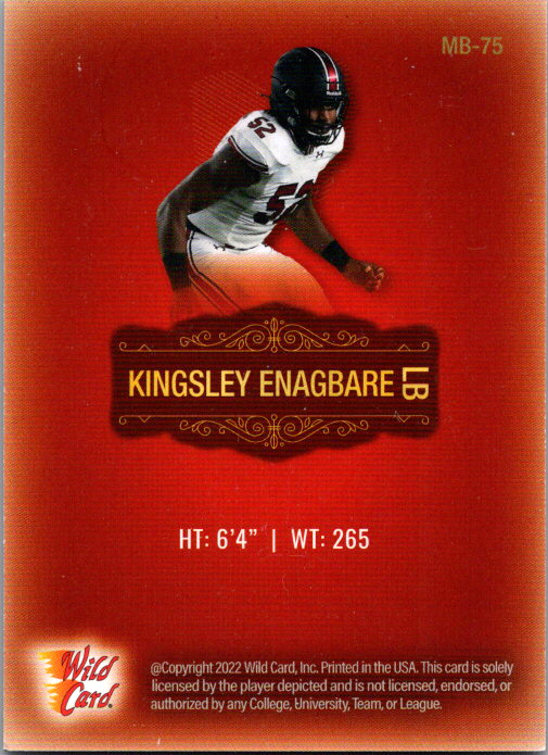 2022 Wild Card Matte #MB-75 Kingsley Enagbare Red Parallel Rookie Card ...