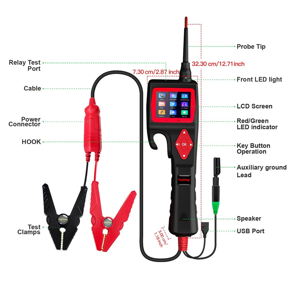 TopDiag P200 SMART HOOK Power Probe Circuit Tester Car Diagnostic ...