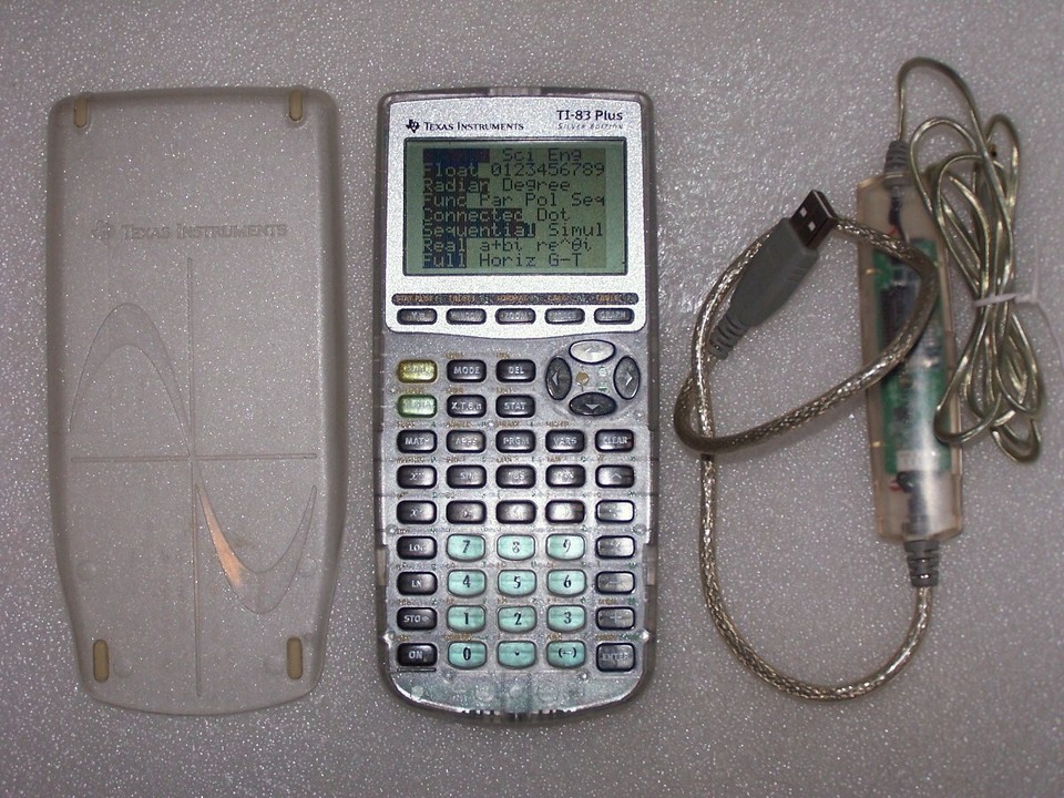 TI-83 Plus Silver Edition SE Graphing Calculator Clear W/Cover & USB ...