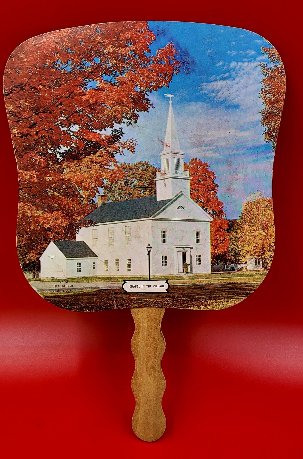 Chapel In The Village Vtg Cardboard Hand Fan M&J Credit North Carolina ...