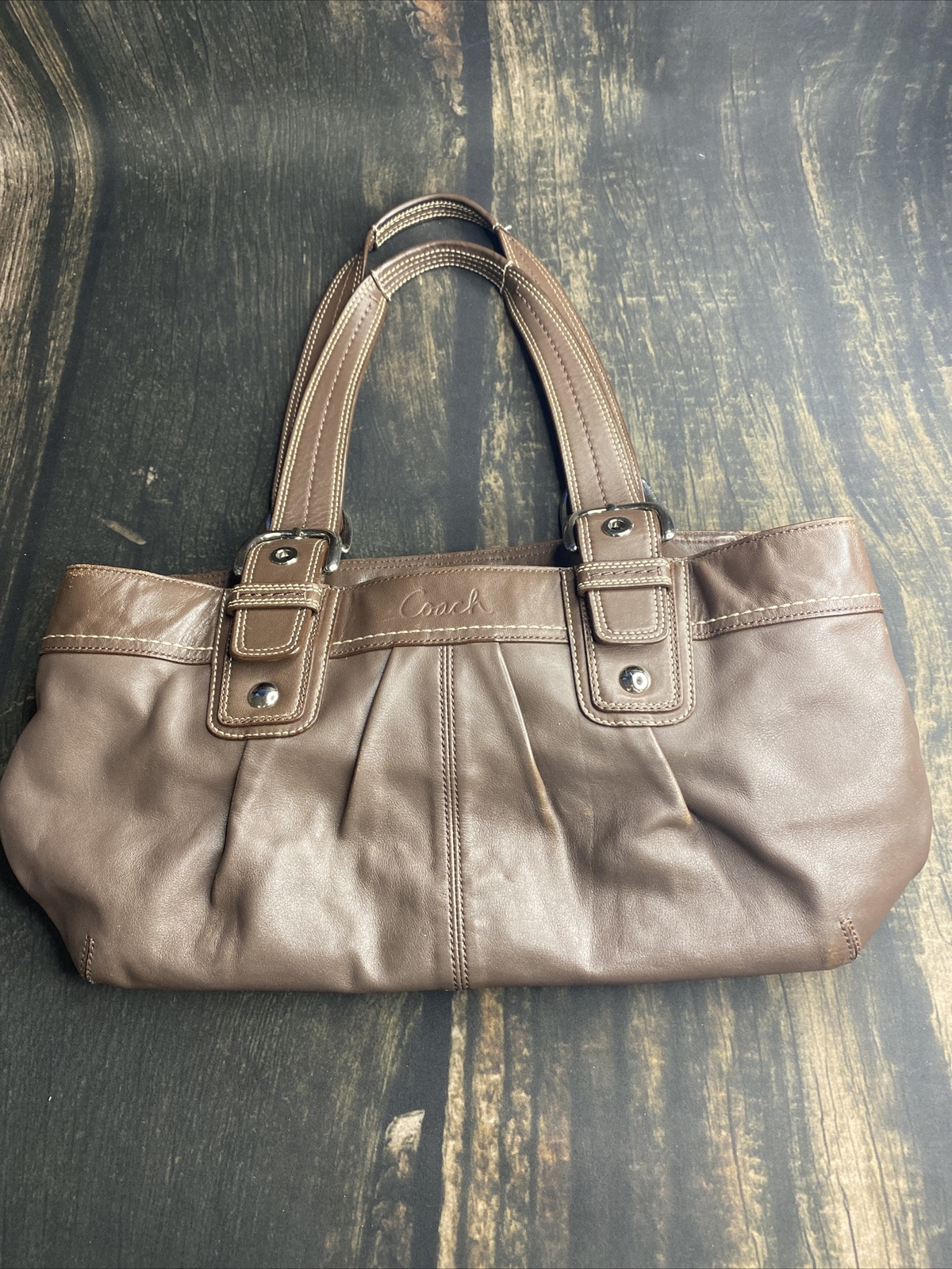 Coach Soho F13732 Brown Pleated Leather Satchel Handb… - Gem