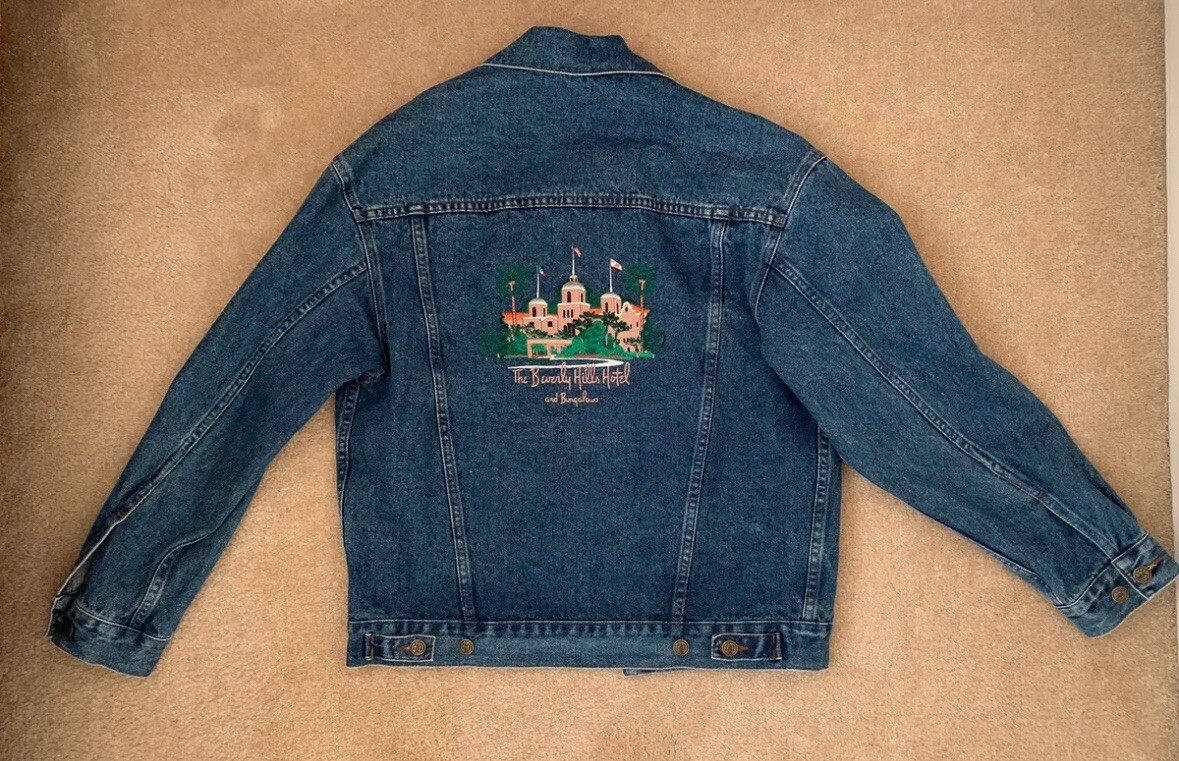 VINTAGE Beverly Hills Hotel Denim Logo Jacket Unisex … - Gem