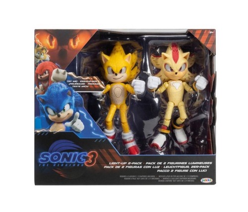 PRE SALE Sonic 3 Movie Super Shadow & Super Sonic Jakks Pacific Light ...
