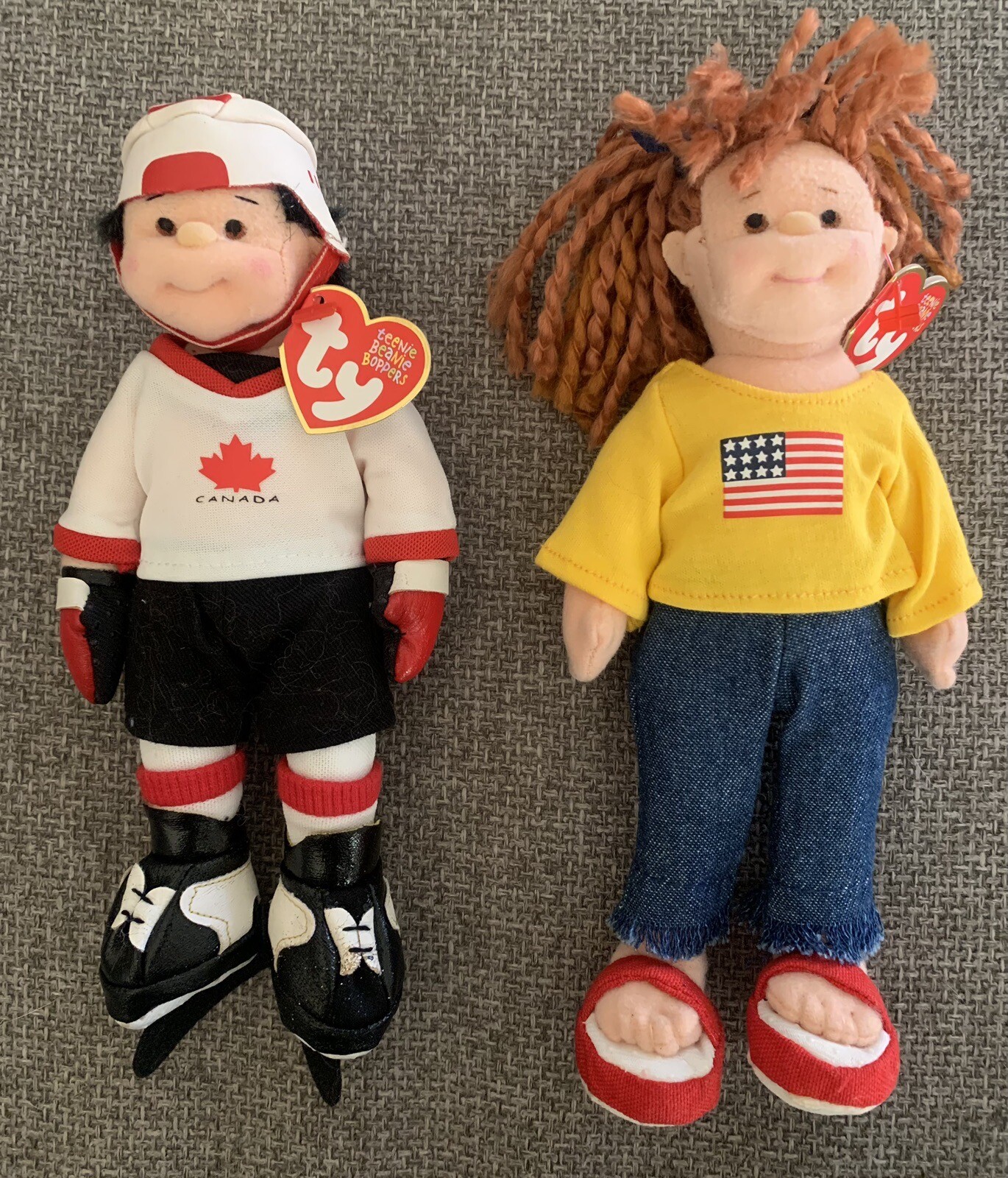 2 TY Teenie Beanie Bopper 8” Dolls Hat-Trick Hunter American Millie ...