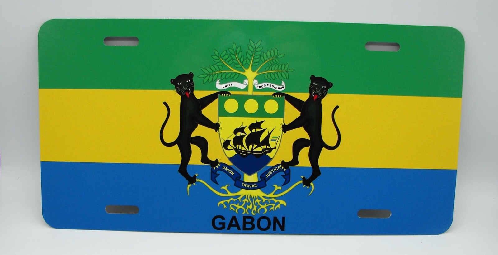 GABON FLAG COAT OF ARMS GABONESE FLAG Metal Novelty Car License Plate ...