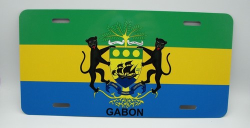 GABON FLAG COAT OF ARMS GABONESE FLAG Metal Novelty Car License Plate ...