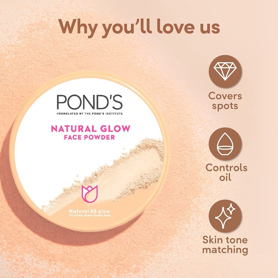 Pond's Natural Glow Face Powder For Glowing Skin And Oil Free Look 30gm ...