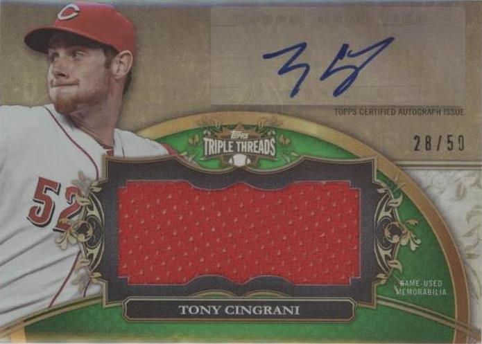 2013 Topps Triple Threads - Autograph Jumbo Relics Tony Cingrani #UAJR ...