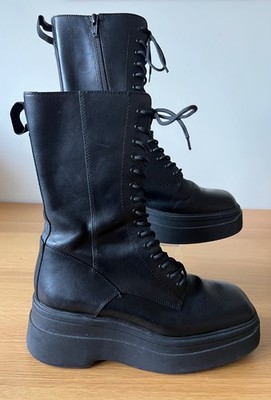Vagabond Black Leather Platform Boots EU 39 UK 6 | eBay UK