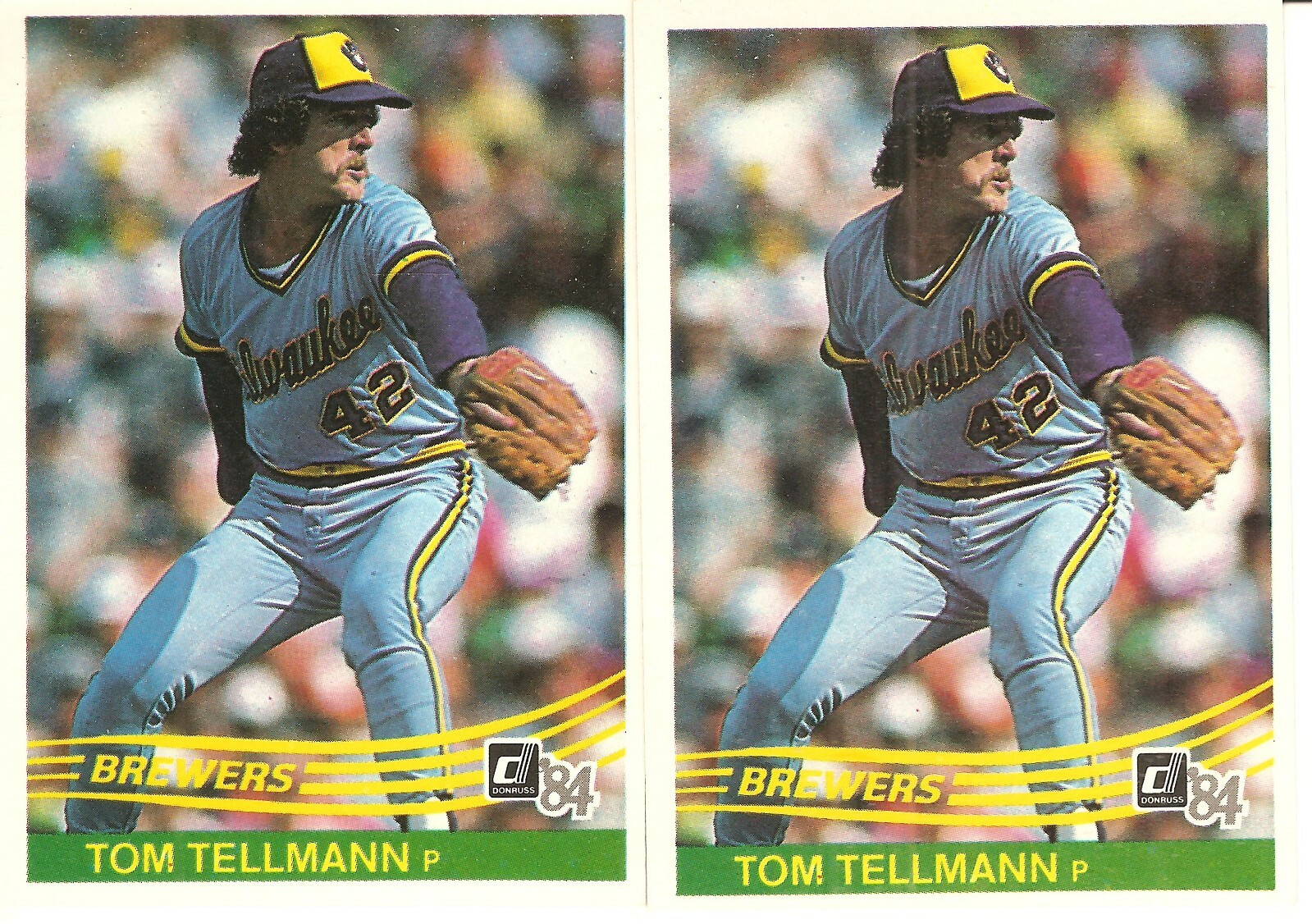 2 CARD 1984 DONRUSS TOM TELLMANN BASEBALL CARD LOT #149 | eBay