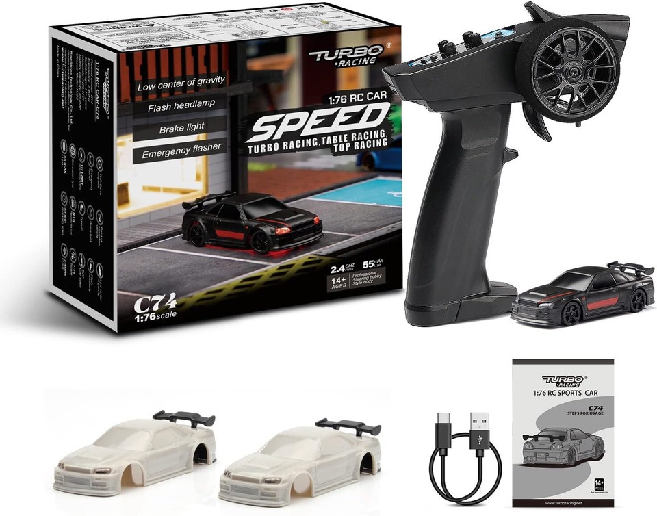 Turbo Racing 1:76 C74 Drift RC Car Mini Remote Control RTR Racing Car ...