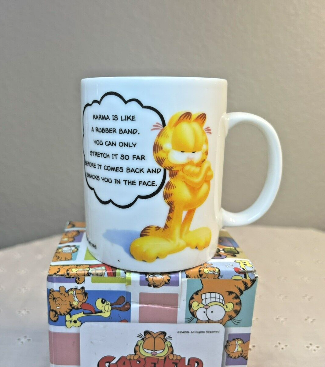 Vintage Garfield Coffee Mug/Cup Karma Saying Aramco NIB | eBay