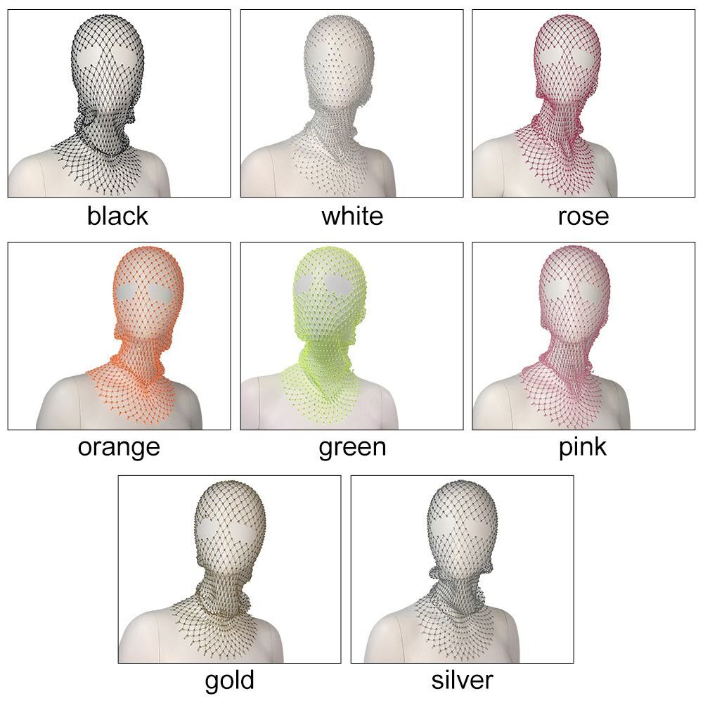 Head Mask Fishnet Headhood Cap Shining Diamond Headwrap Rhinestone ...