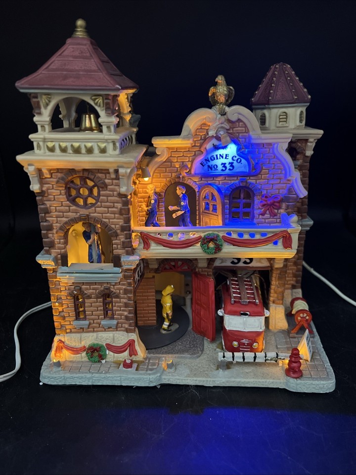 Lemax Engine Co. No. 33 Animated Lighted Firehouse Musical Christmas ...