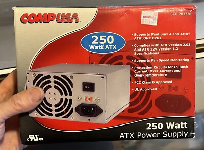 Comp USA Computer Power Supply 250 Watt ATX 120/240V CPU AMD pentium 4 ...