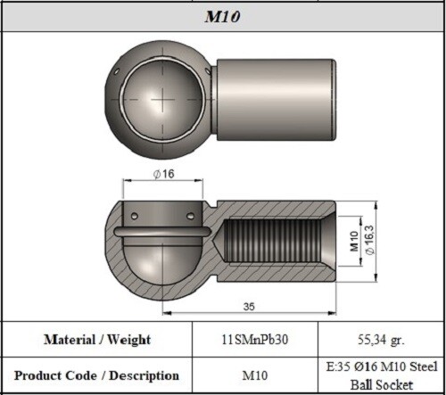 BALL JOINT EYELET BALL F OR M END FITTINGS M6 M8 M10 UNIVERSAL GAS ...