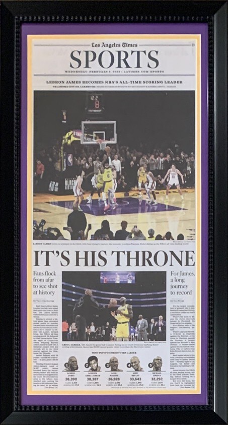 LeBron James Los Angeles Times Front Page Framed Newspaper Scoring ...