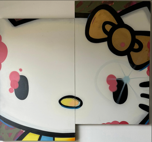 Large Original Signed John Crash Matos Hello Kitty Spray Paint on ...