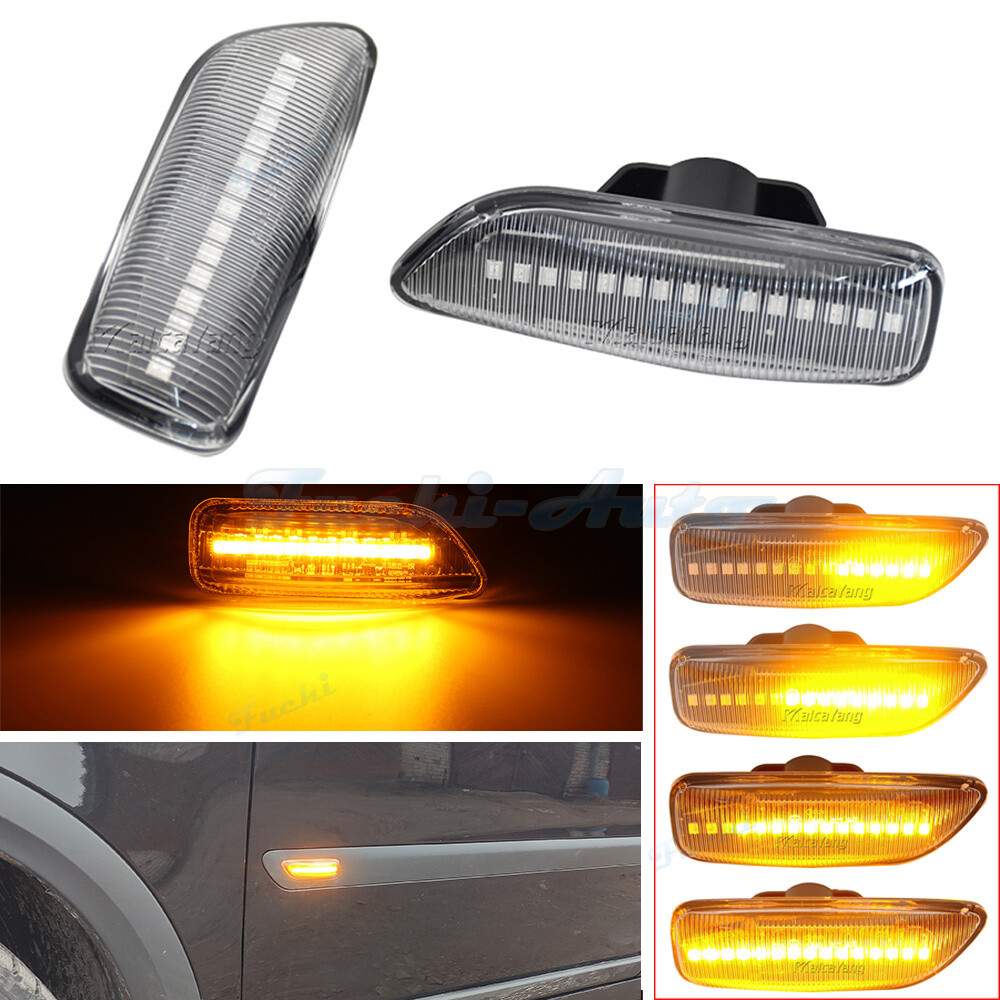 Clear LED Dynamic Sequence Side Marker Light For Volvo S60 S80 V70 XC70 ...