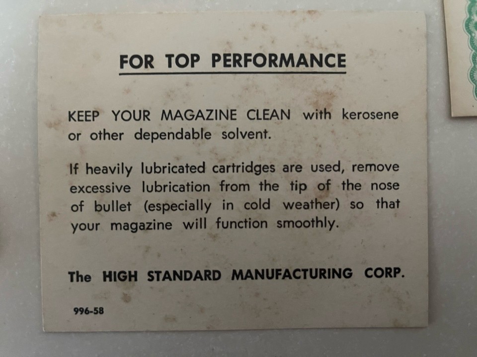 Vintage Hi-Standard Auto Loading Pistol .22 Caliber Box (With All ...