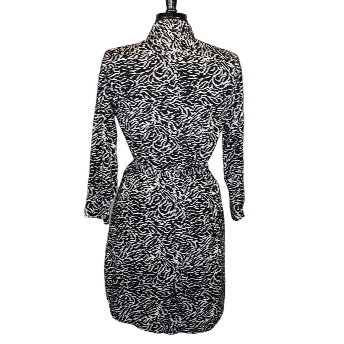 MG Silk Collection Dress Shirtdress Black White Anima… - Gem