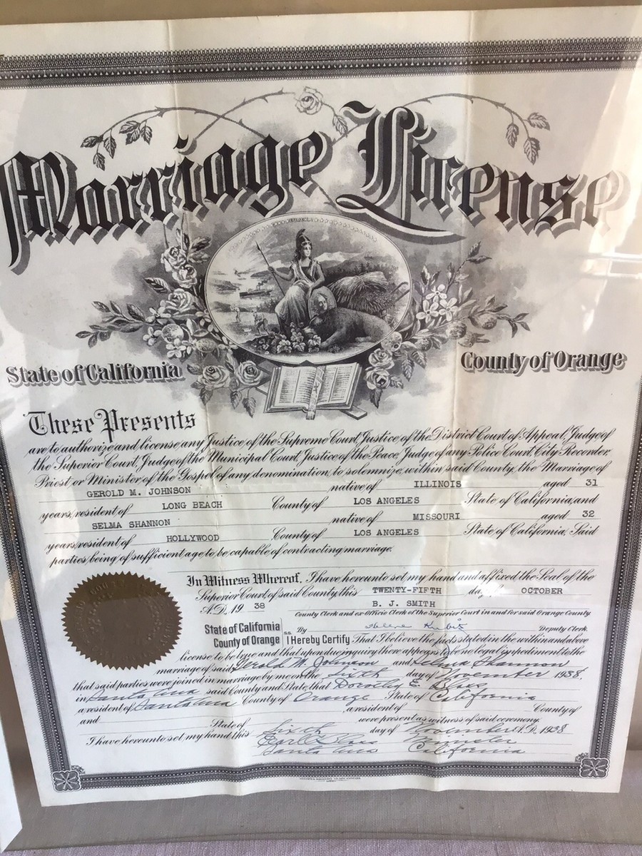 County Of Orange License And Certificate Of Marriage Clerk Recorder