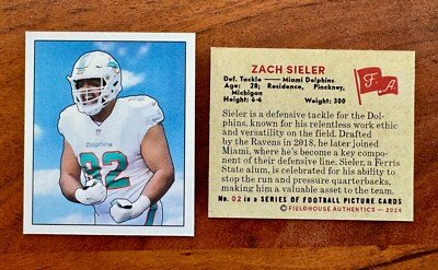 Zach Sieler Custom Art Football Card 1950 Bowman Design Dolphins | eBay