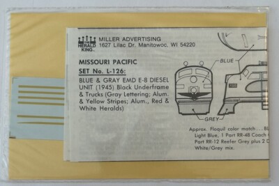 HERALD KING HO DECAL-MISSOURI PACIFIC/MoPac E-8A CAB UNIT-BLUE/GREY ...
