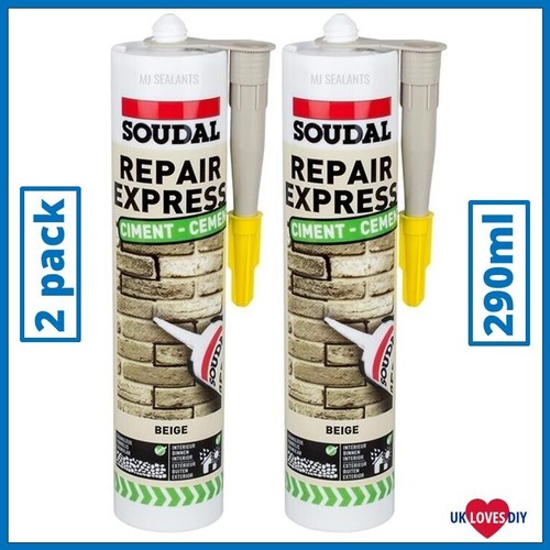 2 x Soudal Repair Express Cement Gap and Crack Mortar Filler Beige ...