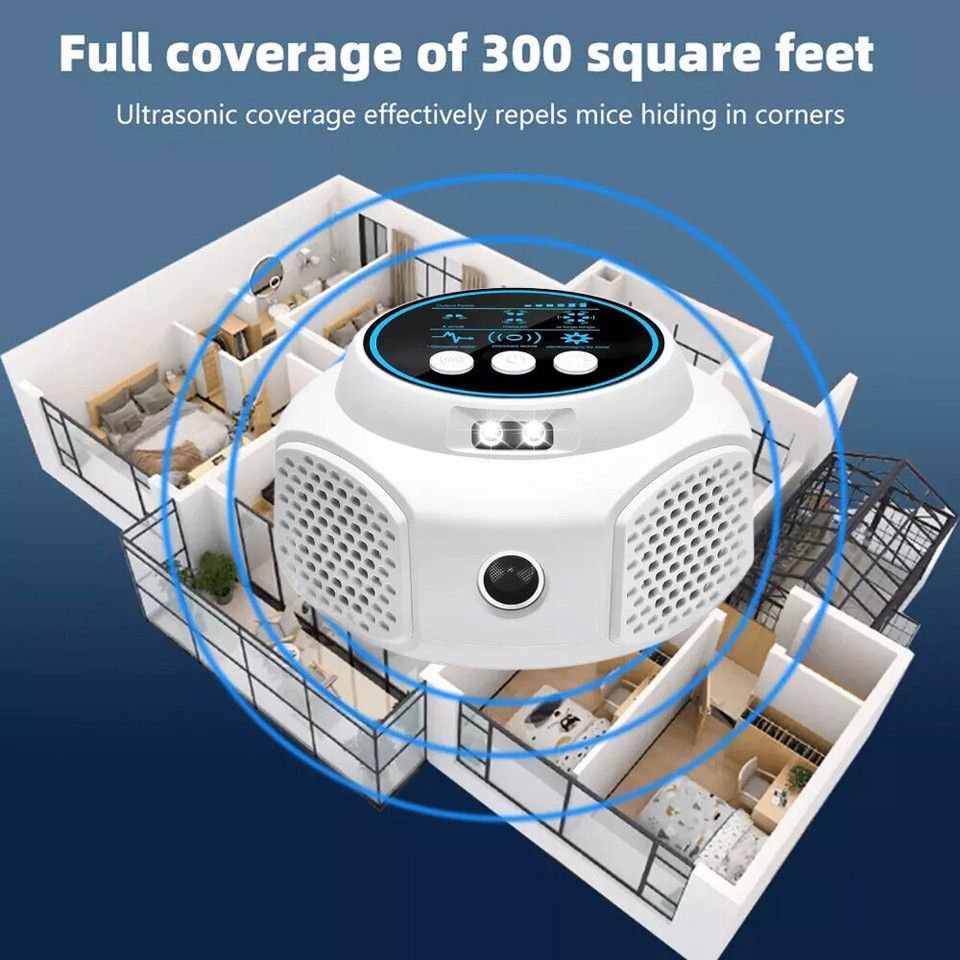 4in1 360° Ultrasonic Rodent Repellent Pest Repeller Mouse Blocker Rat ...