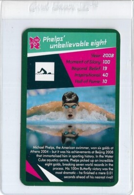 RARE 2012 TOP TRUMPS OLYMPIC MICHAEL PHELPS CARD ~ USA SWIMMING ALL ...