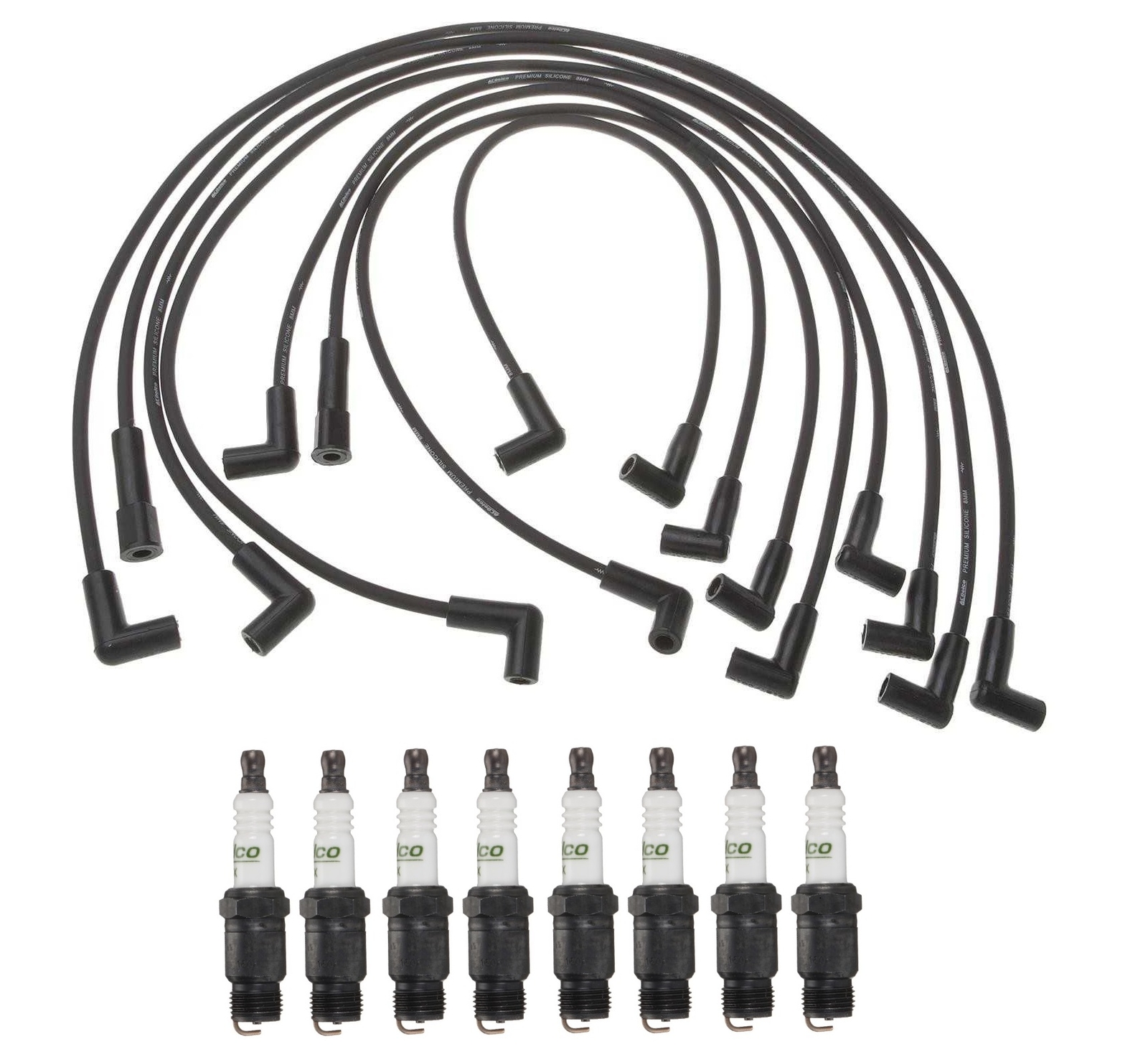 Professional Ignition Wire Set & 8 ACDelco Spark Plugs Kit For El ...