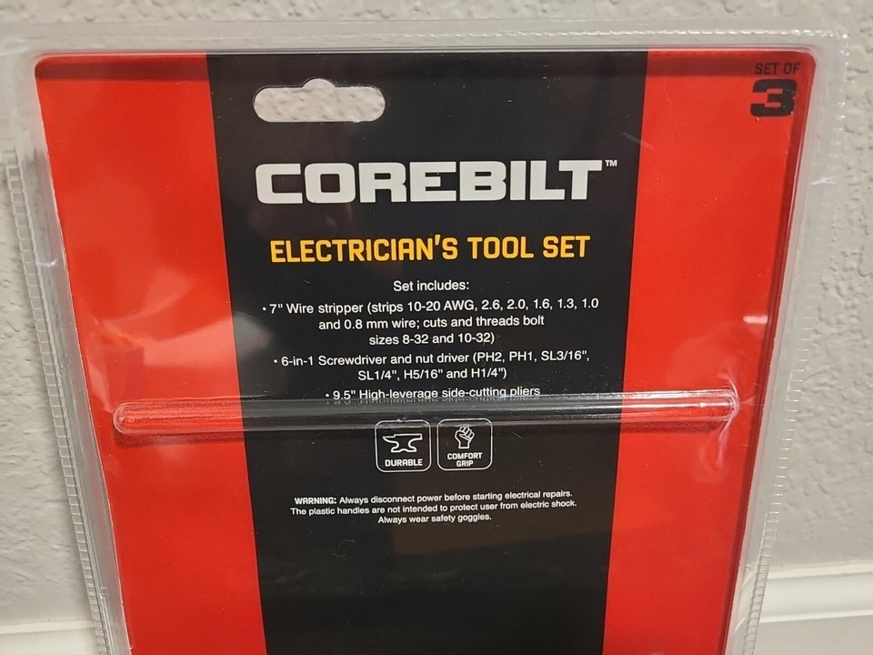 Corebilt electrican's tool 9.5-in Electrical Side Cutting Pliers 3 pcs ...