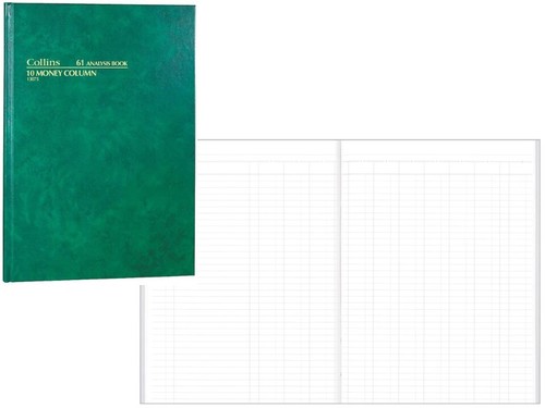 Collins 61 Analysis Book - 10 Money Column A4 Hard Cover 168P 13075 ...