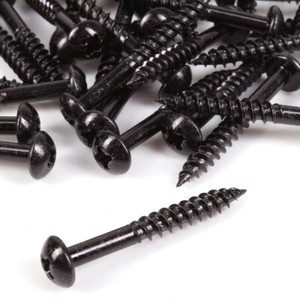 10G x 1 1/4" BLACK PASSIVATED WOOD SCREWS 25 PACK Round Head Twin ...