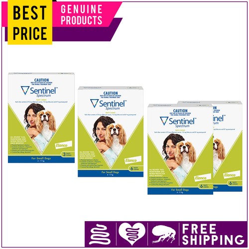 SENTINEL SPECTRUM Flea Heartworm Control for Dogs 4 to 11 Kg 6,12 Doses ...