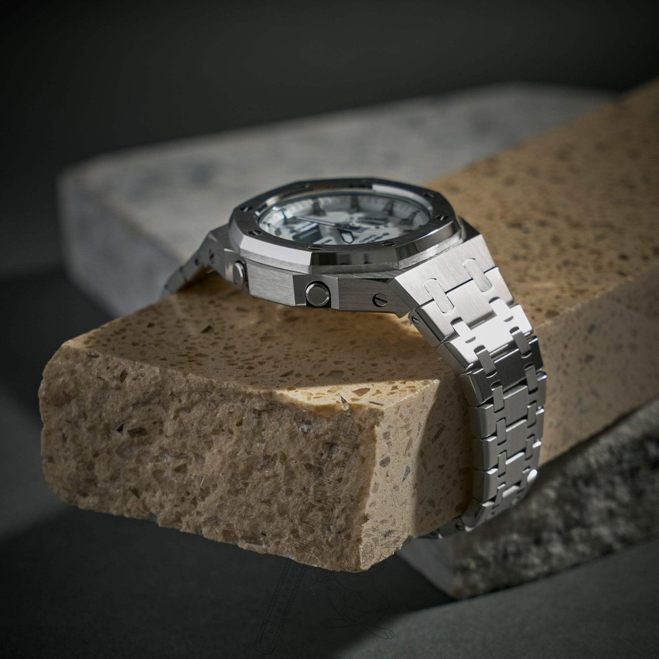 CASIOAK SILVER / WHITE DIAL G-SHOCK MOD GA2100 GA-2100 MEN’S WATCH | eBay