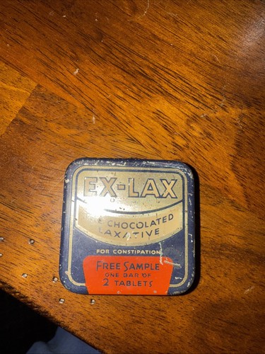 Vtg EX-LAX FREE SAMPLE Medicine Tin The Chocolate Laxative ...