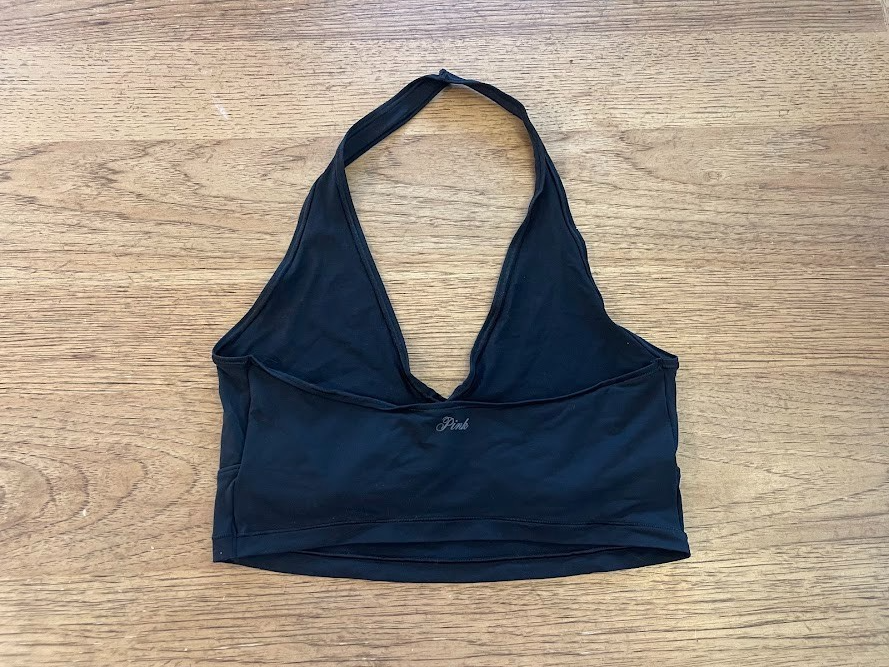PINK Victoria's Secret Black MEDIUM Base Stretch Halter Bra Top ...