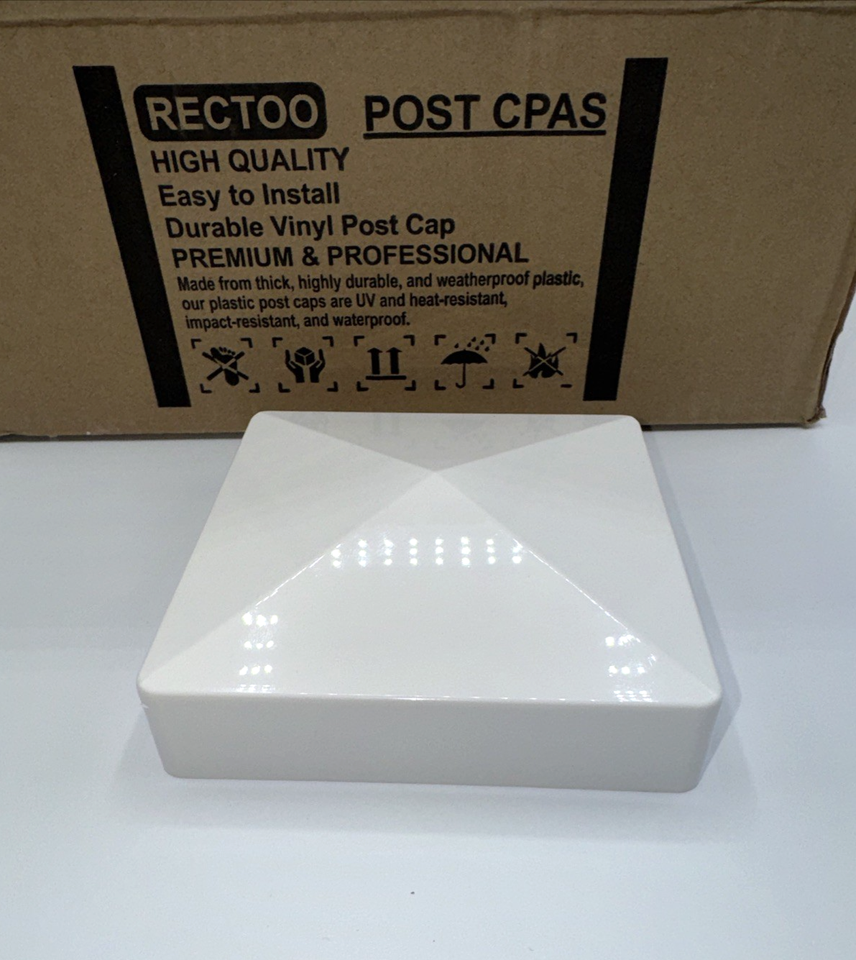 Vinyl Fence Post Caps 4" x 4" Pyramid White PVC Deck Post Top 20 Pack ...